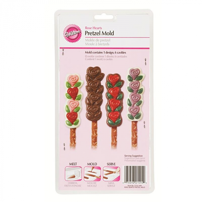 Chokladform Ros Hjärta för Pretzels Salta Pinnar - WIlton - BakeCake